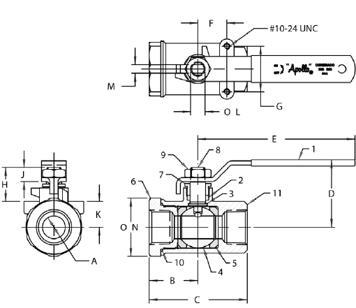 Apollo SS Ball Valve, 1 Way, Vented - thecryoshop.com